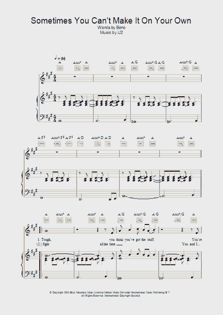 Sometimes You Can t Make It On Your Own Piano Sheet Music