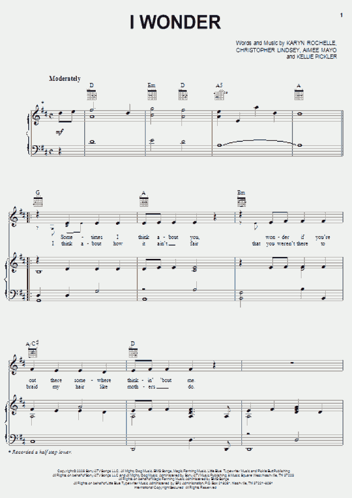 I Wonder Piano Sheet Music Onlinepianist