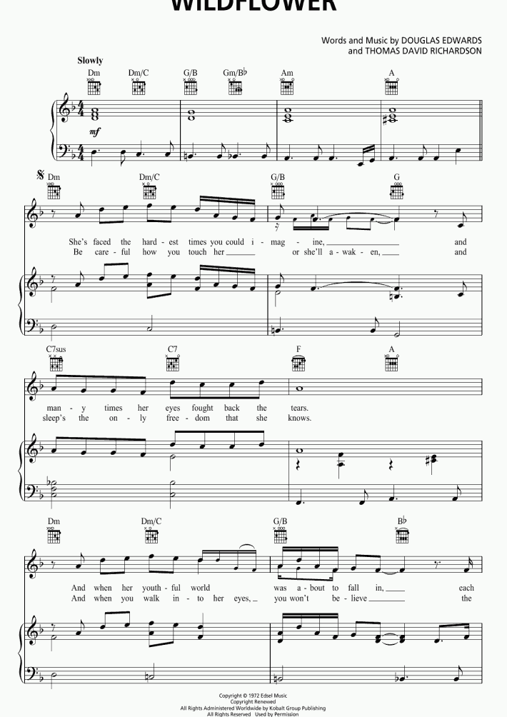 Wildflowers Sheet Music Sheet Music Digital Sheet Music